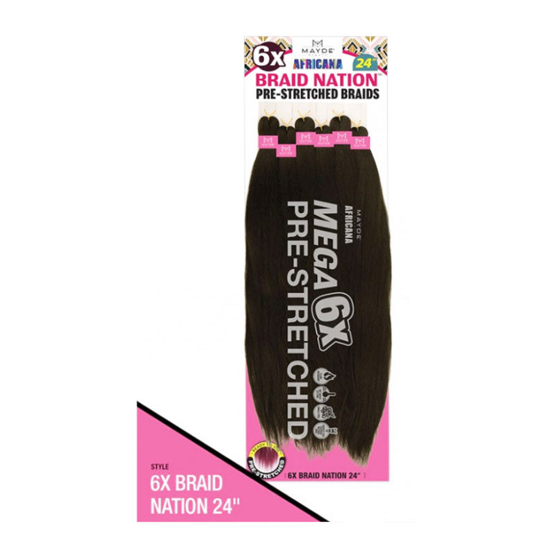 Mayde Africana Mega 6x Pre-Stretched Braid Nation 24" 6x Mighty Pack ...